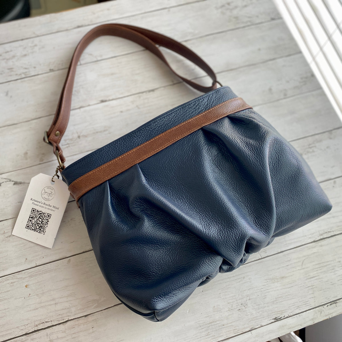 Ruche Mini in Navy Blue, Chestnut – Jenny N. Design